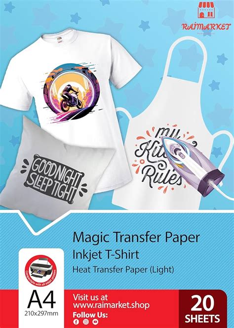 Raimarket Iron On Transfer Paper For Light Coloured Fabrics Magic