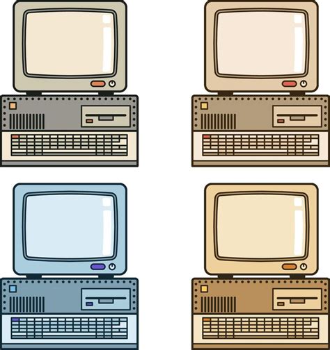 Retro Vintage Computer With Monitor Drive And Keyboard Illustration 44575438 Vector Art At