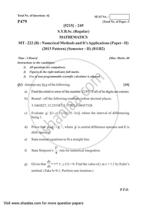 numerical methods and it s applications 2017 2018 b sc mathematics