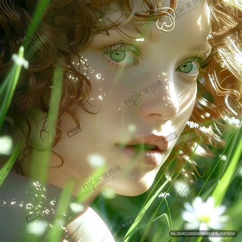Ai创作图写实唯美插画 原创厚涂 3d效果女孩 写实少女 写实唯美 雏菊少女插画 小雏菊女孩 Poly风格 数字艺术女孩 Cg插画 板绘人像 厚涂头像 草原野花少女 梦幻系列 仲夏少女像