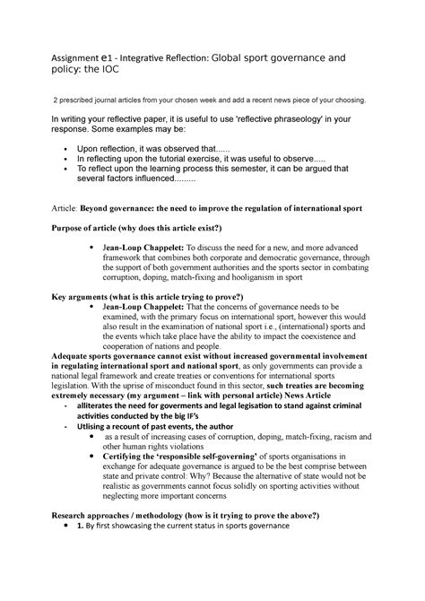 Integrative Reflection Studocu