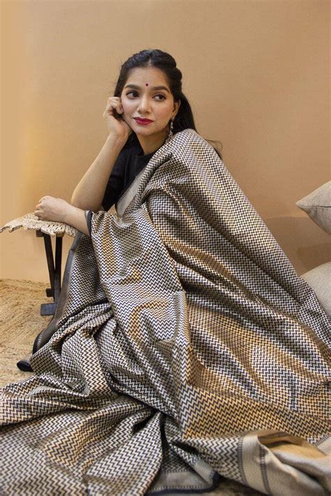 Grey Colore Designer Bold And Beautiful Saree Indian Etsy Silk