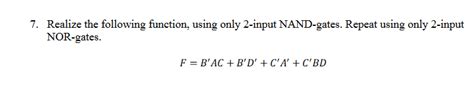 Solved Realize The Following Function Using Only 2 Input