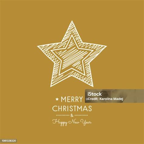Kartu Ucapan Natal Dengan Bintang Yang Digambar Tangan Vektor Ilustrasi