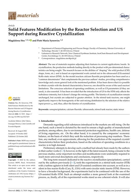 Pdf Solid Features Modification By The Reactor Selection And Us