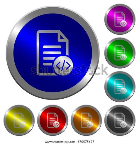 Source Code Document Icons On Round Vector De Stock Libre De Regalías