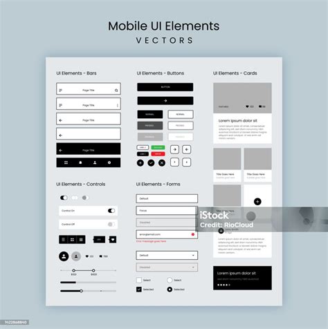 Application Design Ui Elements Vector Set Stock Illustration Download Image Now Graphical