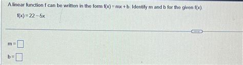 Solved A Linear Function F Can Be Written In The Form Chegg Com