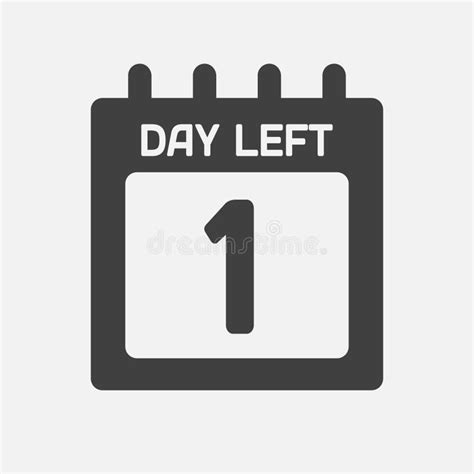 Countdown Daily Page Calendar Icon 1 Day Left Stock Vector