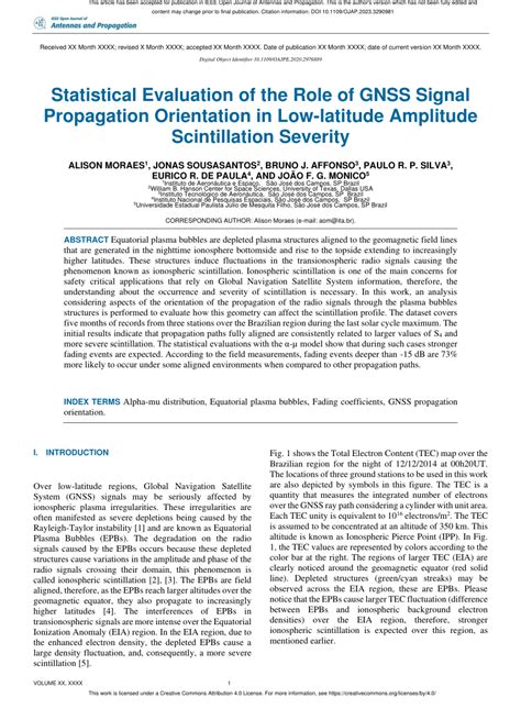 Pdf Statistical Evaluation Of The Role Of Gnss Signal Propagation Orientation In Low Latitude