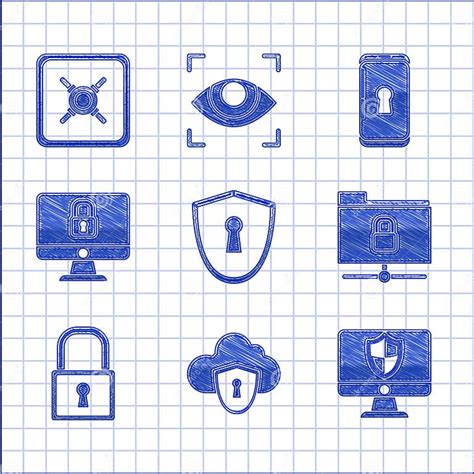 set shield with keyhole cloud and shield computer monitor ftp folder