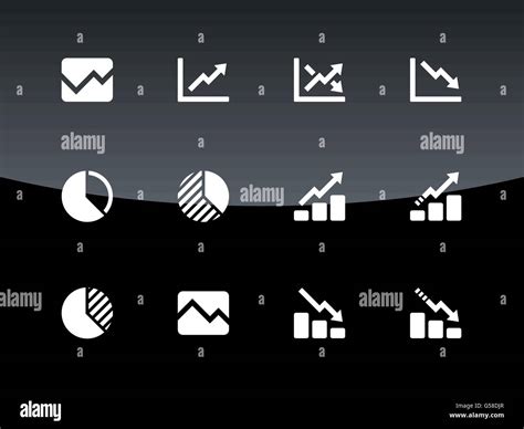 Line Chart And Diagram Icons On Black Background Stock Vector Image