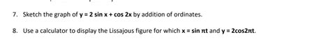 Solved 7 Sketch The Graph Of Y 2sinx Cos2x By Addition Of