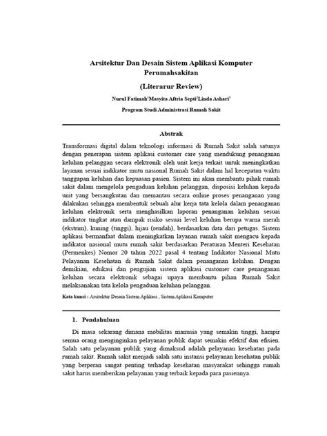 Arsitektur Dan Desain Sistem Aplikasi Komputer Perumahsakitan Pdf