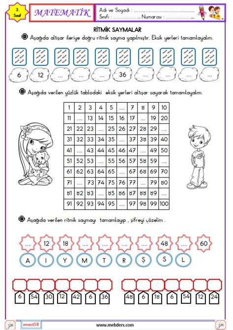 Sınıf Matematik Altışar Ritmik Sayma Etkinliği Meb Ders