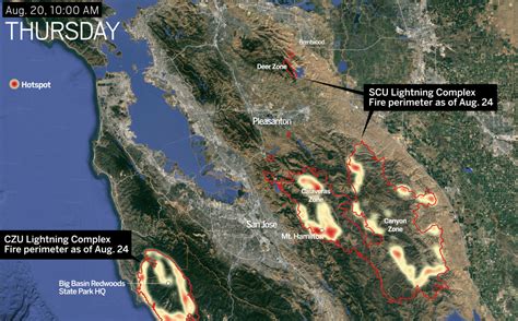 Watch Scu Lnu And Czu Complex Wildfires Progression Through The Bay Area