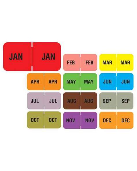 Month Color Code Labels Month Stickers