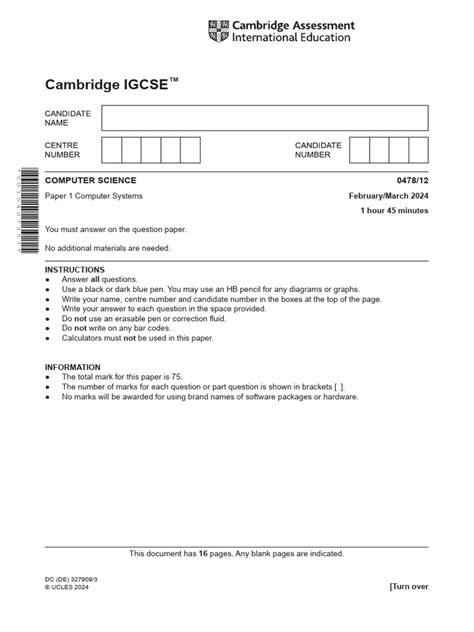 cambridge igcse computer science 0478 12 pdf computer data storage