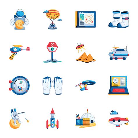 Modern Set Of Space And Science Flat Icons 28301866 Vector Art At Vecteezy