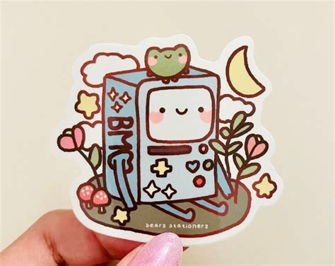 Bmo Robot Floral Vinyl Sticker For Water Bottle Laptops Notebooks