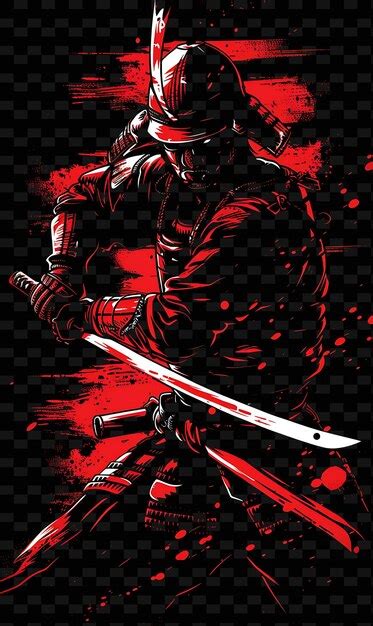 Cyber Samurai With A Plasma Katana In A Dueling Pose Focused Flat
