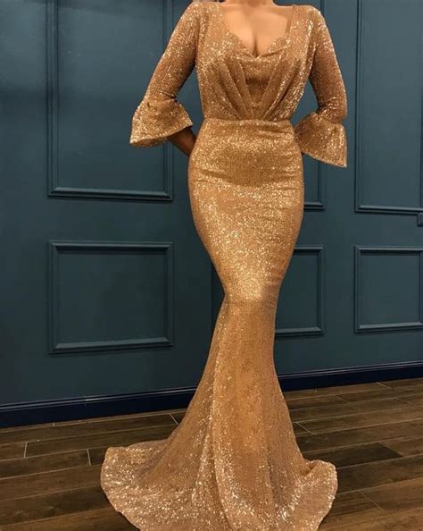 Gold Mermaid Dress Long Sleeve Dresses Images 2022