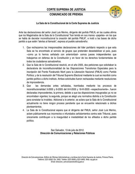 Calaméo Comunicado de Prensa La Sala de lo Constitucional de la