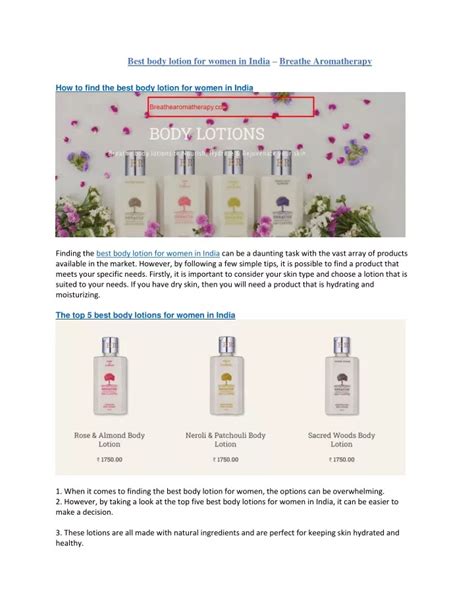 Ppt Best Body Lotion For Women In India Breathe Aromatherapy