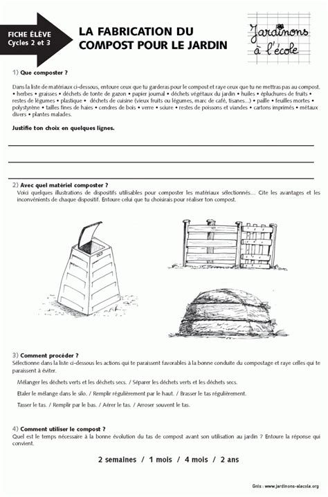 Activtés pour la classe La fabrication du compost pour le jardin