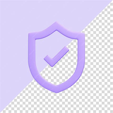 Фиолетовый контур щита с символом галочки выделенным на фиолетовом
