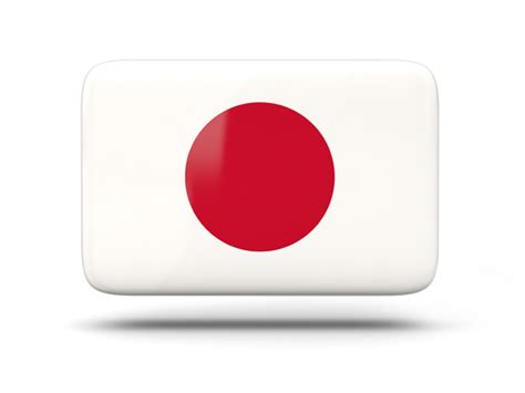 Rectangular Icon With Shadow Illustration Of Flag Of Japan