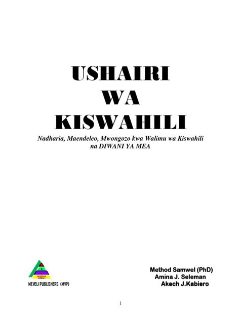 Ushairi Wa Kiswahili Nadharia Mwongozo K Pdf