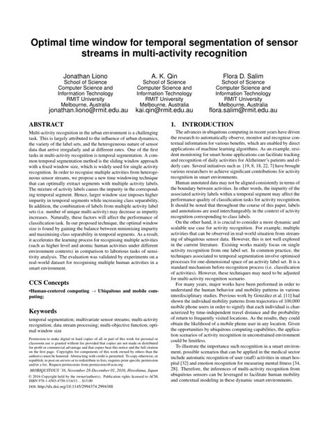 Pdf Optimal Time Window For Temporal Segmentation Of Sensor Streams