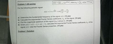 Solved Problem 1 40 points x t k akejkω0t where Chegg com