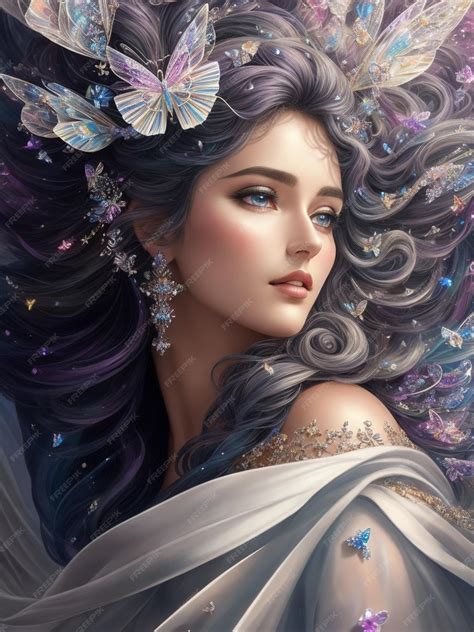 Una Mujer Con Una Mariposa En El Pelo Foto Premium