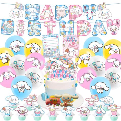 Buy Cinnamoroll Party Supplies Kawaii Cartoon Theme Birthday Decorations Include Happy Birthday