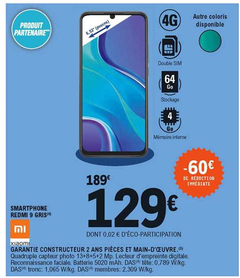 Promo Smartphone Redmi 9 Gris Xiaomi Chez E Leclerc ICatalogue Fr