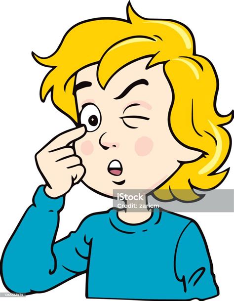 아이는 눈을 보여줍니다 얼굴과 신체 부위의 이름을 지정하기 위한 그림입니다 가리키기에 대한 스톡 벡터 아트 및 기타 이미지