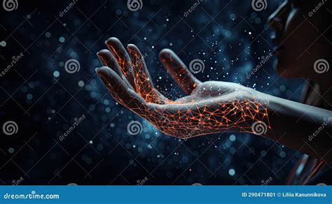 A Businesswoman S Hand Confidently Touching A Digital Neural Network Interface On A Futuristic