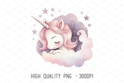 Sleeping Baby Unicorn Watercolor Clipart Graphic By ArtCursor Creative Fabrica