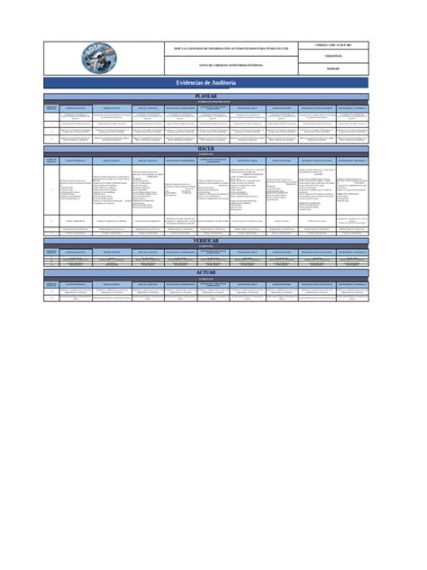 6 Formato Lista De Chequeo Auditorias 1 1 Pdf Auditoría