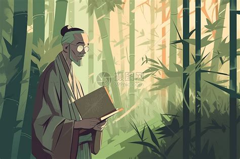 竹林中的中国学者插画图片下载 正版图片600059831 摄图网