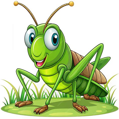 Cute Grasshopper Cartoon Premium Ai Generated Image