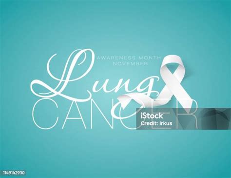 폐암 인식 서 예 포스터 디자인입니다 현실적인 흰색 리본 11 월은 암 인식의 달입니다 벡터 일러스트 기민에 대한 스톡 벡터 아트 및 기타 이미지 Istock