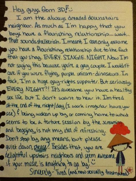 These Hilarious Notes Ask Neighbours To Stop Having Such Loud Sex And They Are VERY Detailed