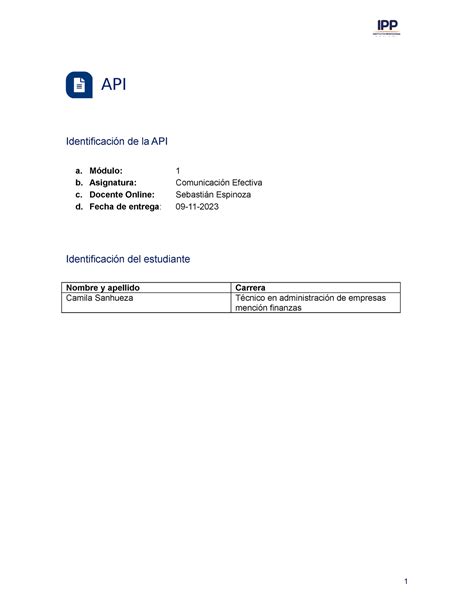 Camila Sanhueza T1 M1 Comunicacion Efectiva Api Identificación De La
