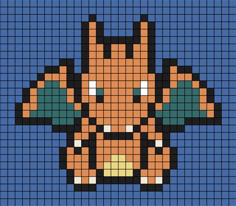 Charizard Pixel Art In 2025 Pixel Art Pokemon Pixel Art Grid Pokemon Cross Stitch