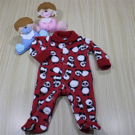 Macacão Tip Top Bebê Prematuro Em Microsoft Panda Vermelho Elo7