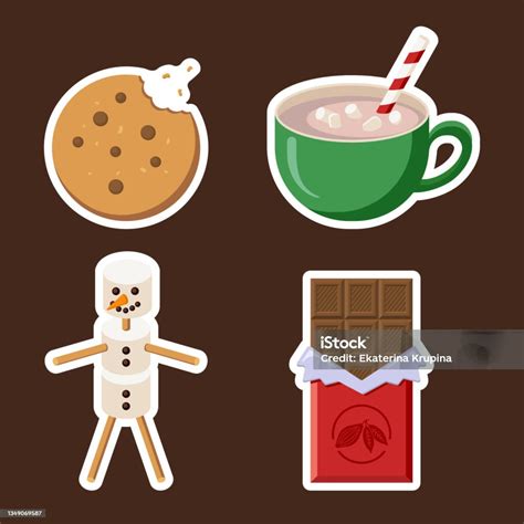 Xmas 과자 스티커 세트 쿠키 카카오 마시멜로 눈사람 초콜릿 바 인사와 초대 디자인 및 장식을 위한 겨울 케이크 컬렉션 12