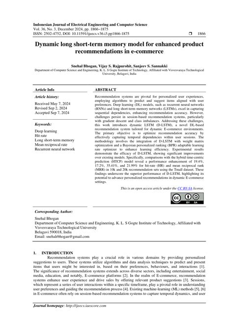 Pdf Dynamic Long Short Term Memory Model For Enhanced Product Recommendations In E Commerce